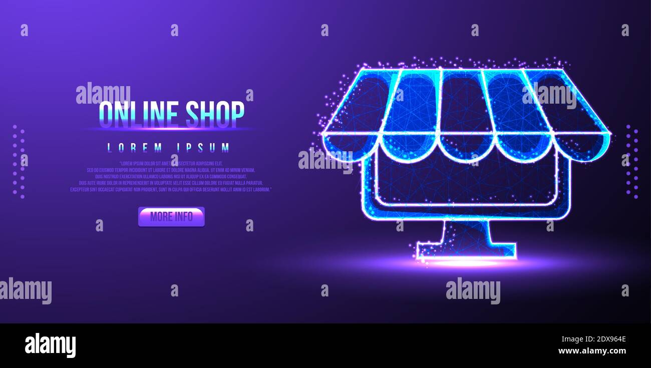 wireframe computer online shop , low poly. vector illustration Stock ...