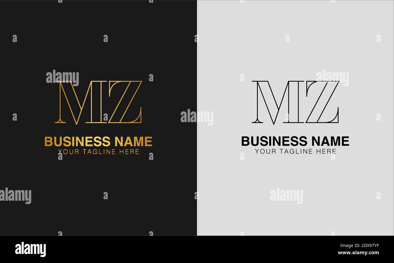 MZ M Z initial based abstract modern minimal creative logo, vector template image. luxury ...