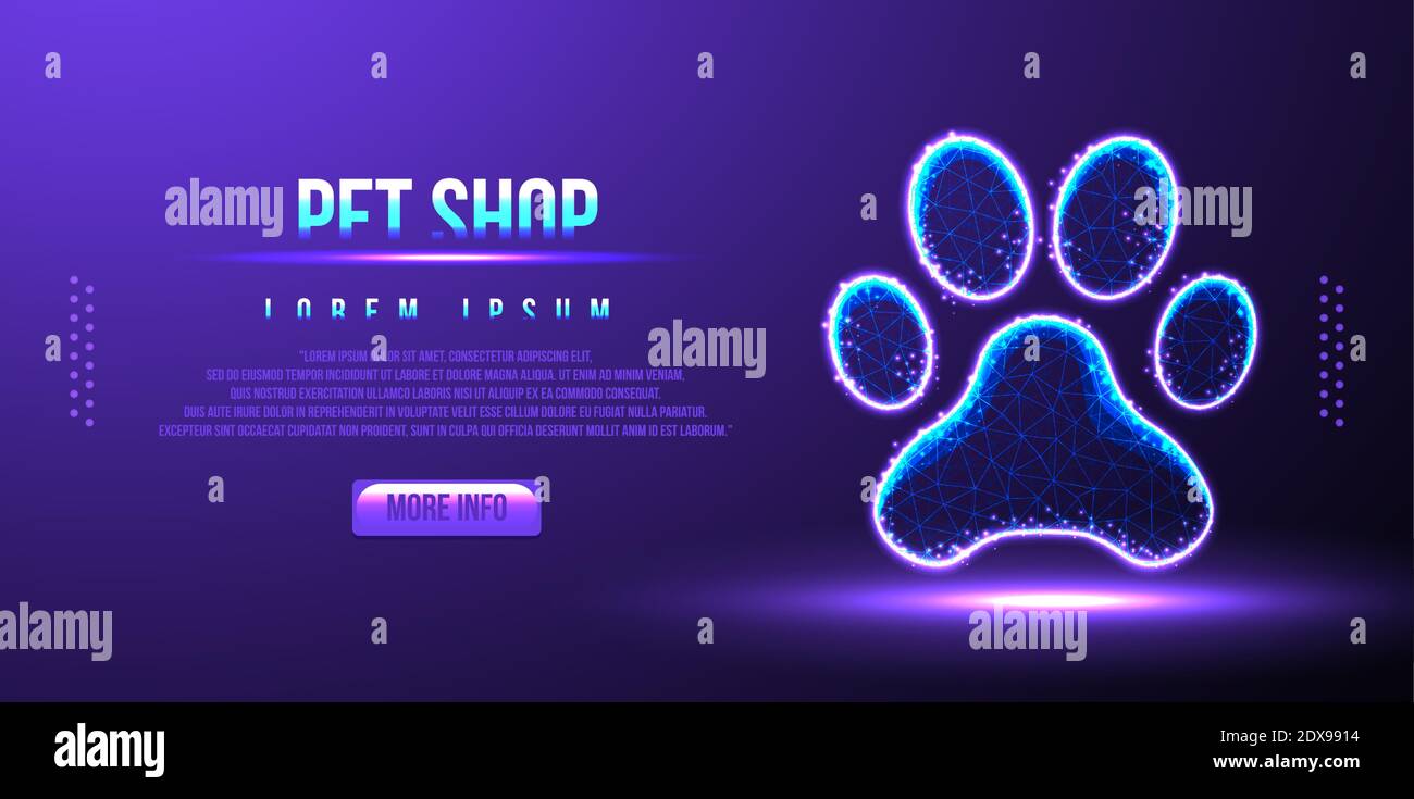 pet shop, paw, abstract low poly wireframe, vector illustration Stock ...