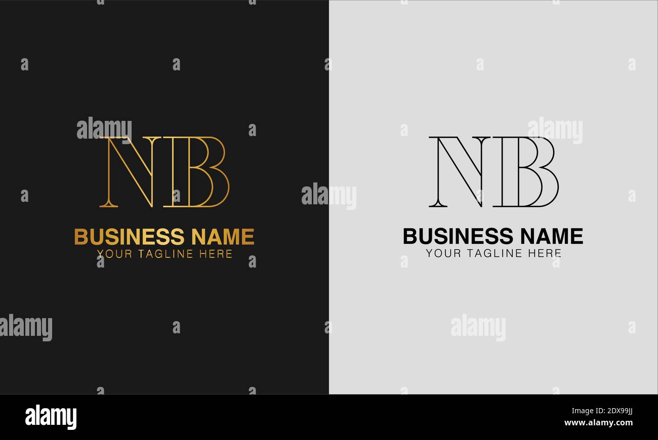 NB N B initial based abstract modern minimal creative logo, vector ...