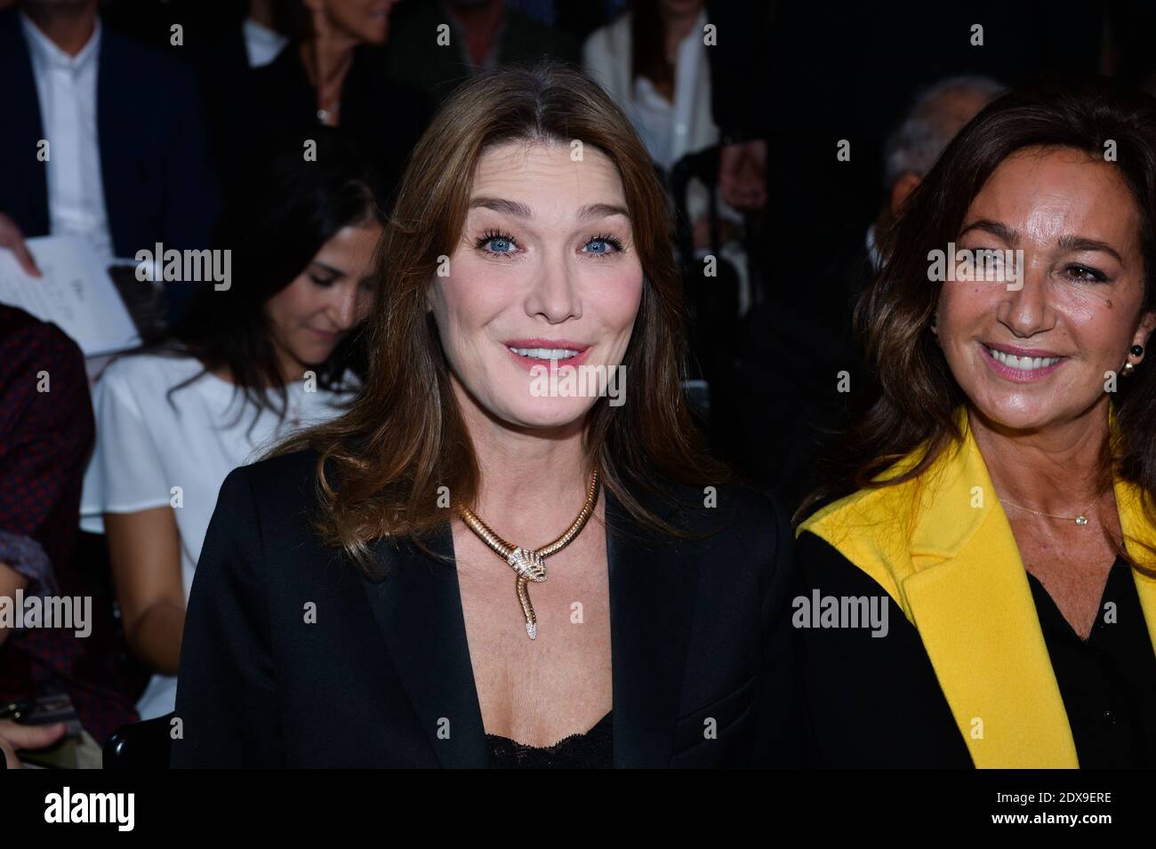 Katia Toledano, Carla Bruni arriving at the Dior Spring-Summer 2015 ...