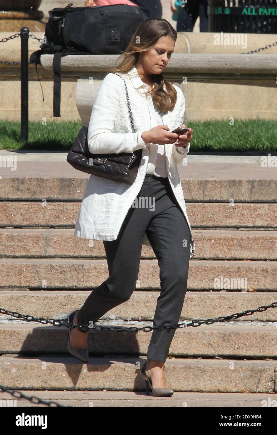 HRH Princess Madeleine leaves Columbia University after a conference to ...