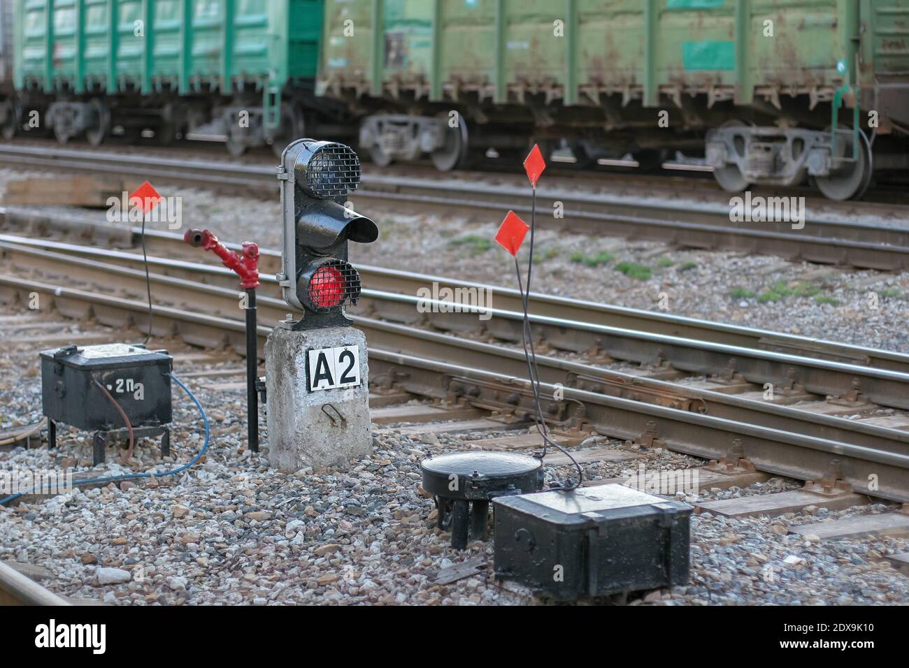 View Of Train On Railroad Track Stock Photo - Alamy
