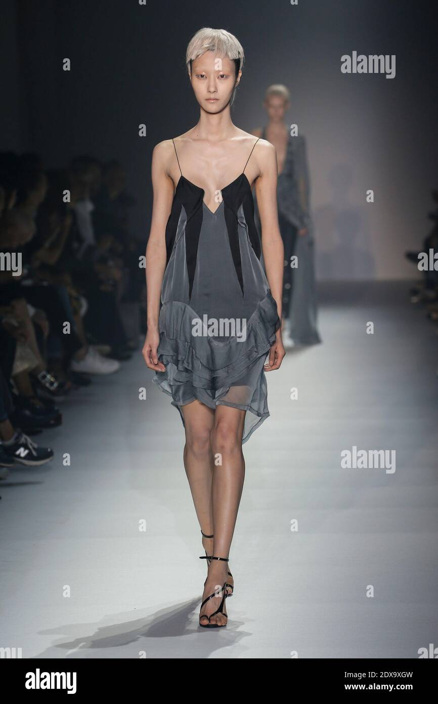 A model walks the runway at the Haider Ackermann Spring Summer 2015 ...