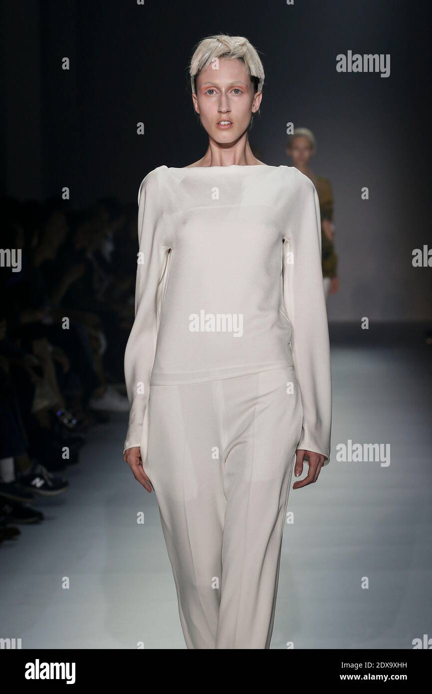 A model walks the runway at the Haider Ackermann Spring Summer 2015 ...