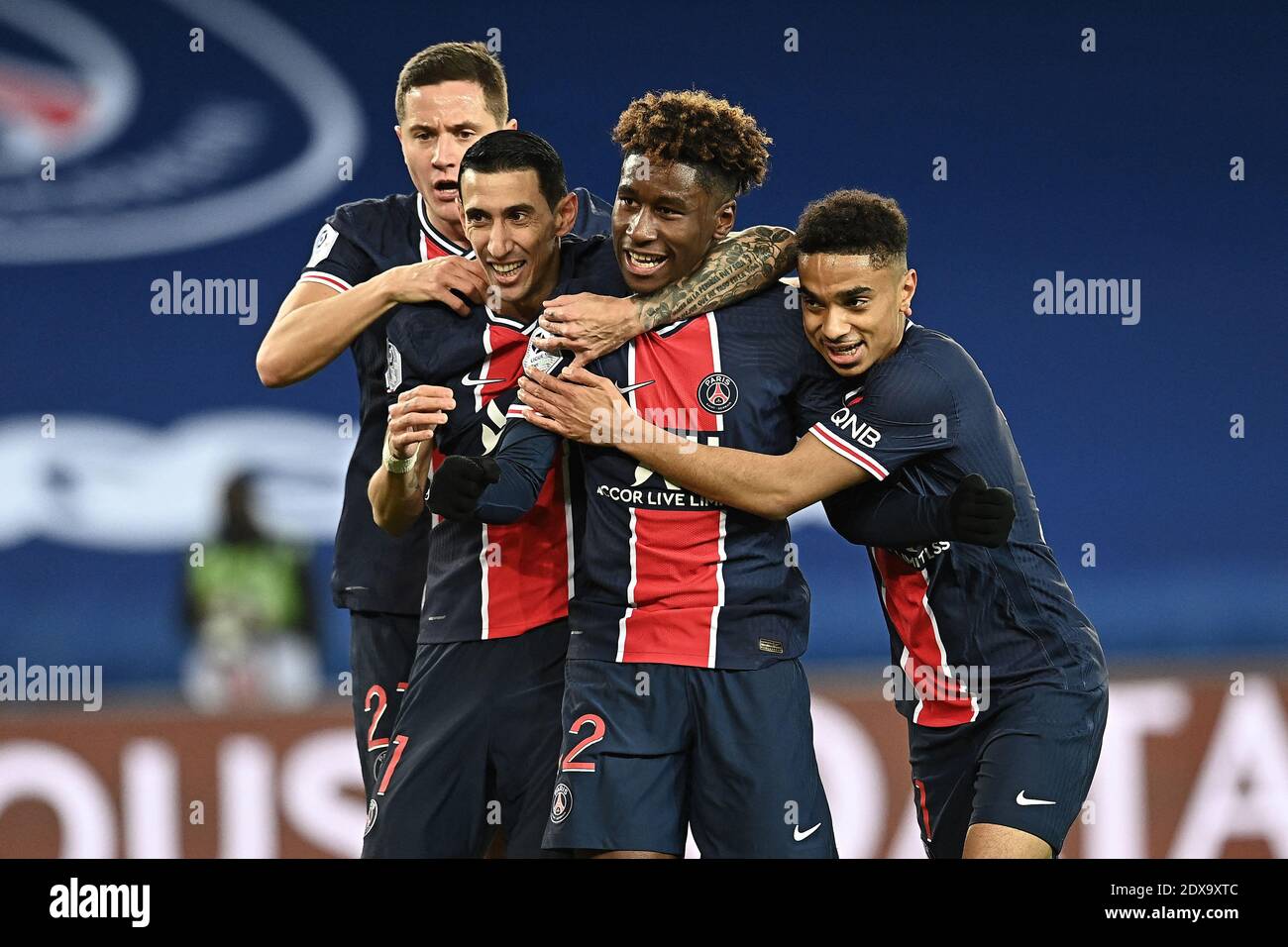Paris, France. 23rd Dec 2020. Timothee Pembele of PSG celebrates with ...