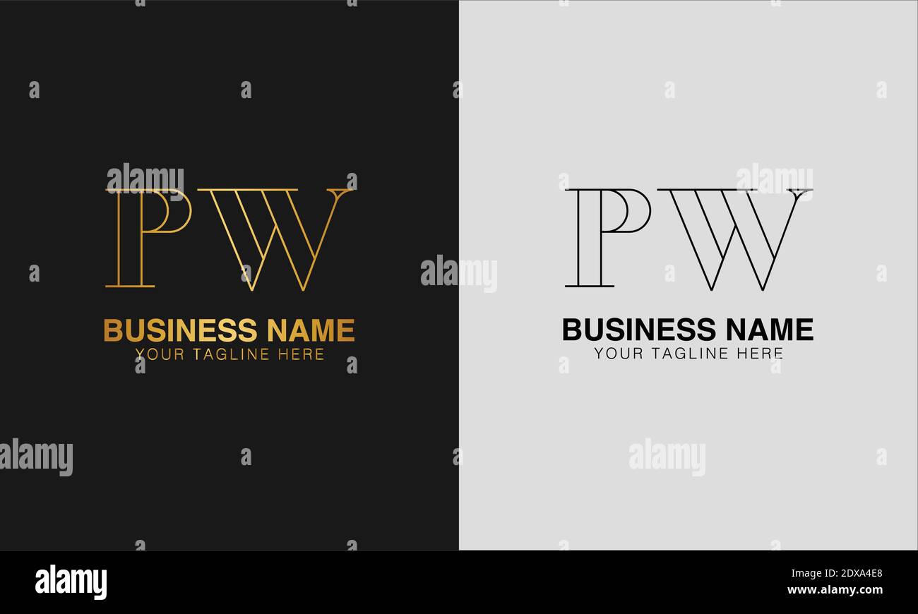 PW P W initial based abstract modern minimal creative logo, vector ...