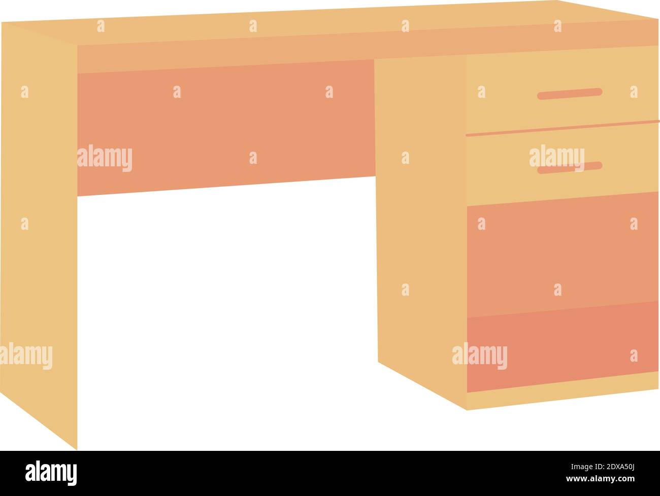 wooden desk icon over white background, colorful design, vector ...