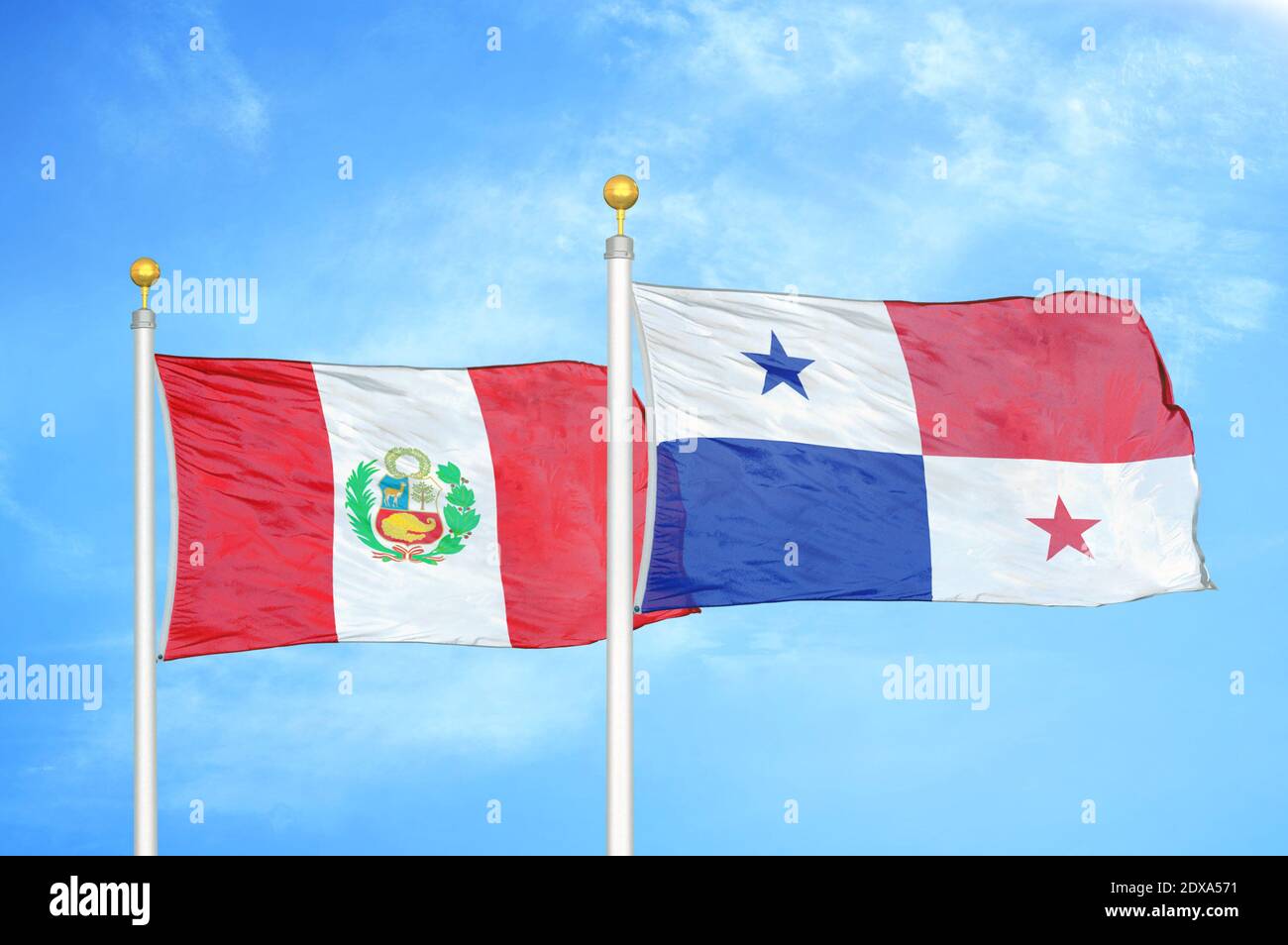 Peru panama flags waving hi-res stock photography and images - Alamy