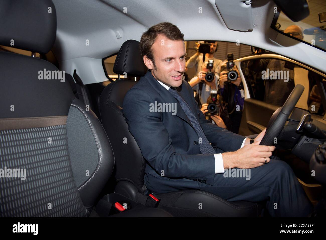 French Economy and Industry Minister Emmanuel Macron meets French ...