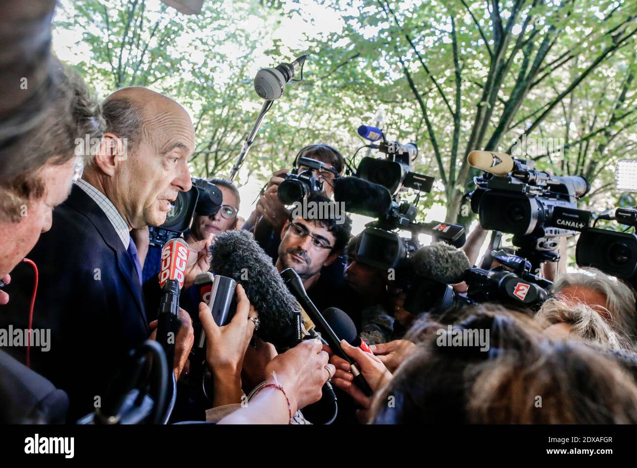 Alain Juppe, mayor of Bordeaux, speaks to journalists at the Bordeaux's ...