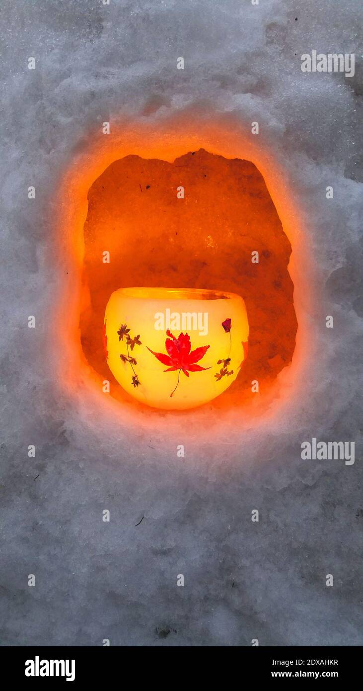 Candle in Ice Cave Stock Photo - Alamy