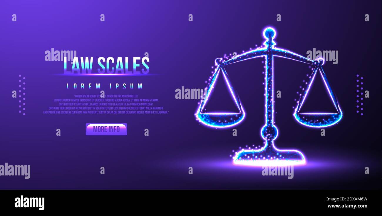 law scales, judge balance, low poly wireframe vector illustration Stock ...