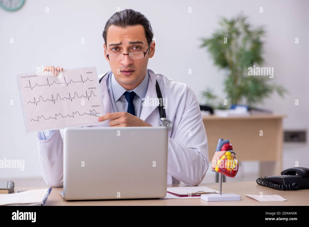 Young doctor cardiologist looking electrocardiogram Stock Photo - Alamy