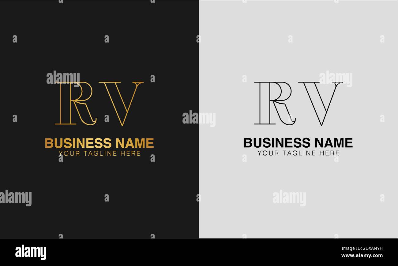 RV R V initial based abstract modern minimal creative logo, vector ...