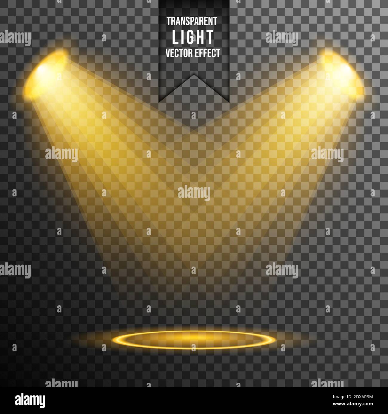 Single yellow top light illuminated isolated transparent background ...