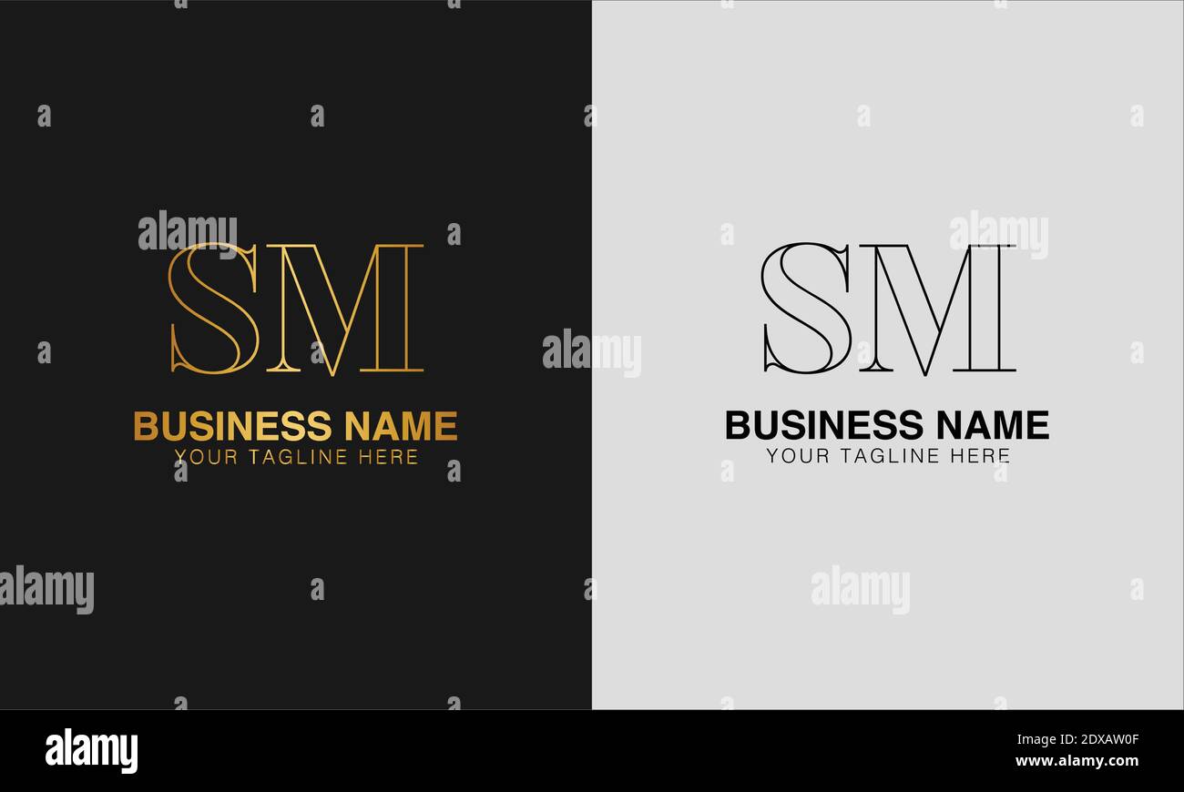 SM S M initial based abstract modern minimal creative logo, vector ...