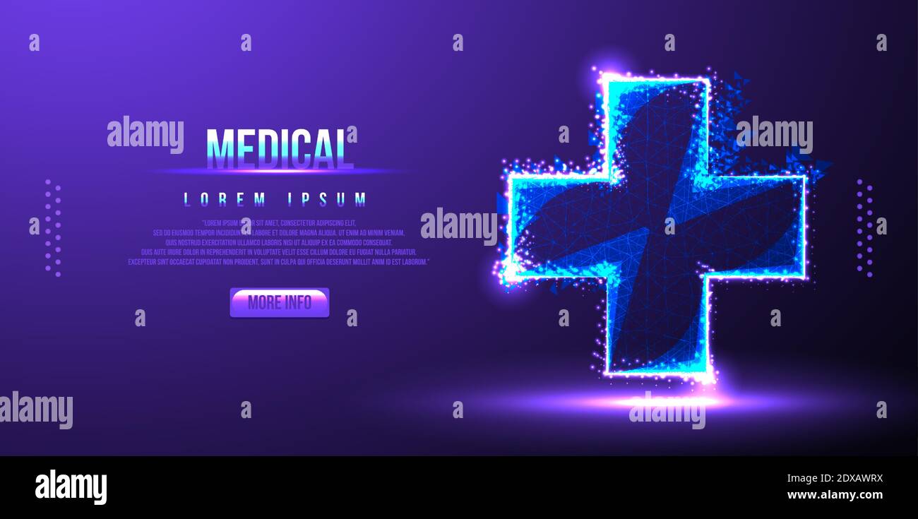 cross medical low poly wireframe vector illustration Stock Vector Image ...
