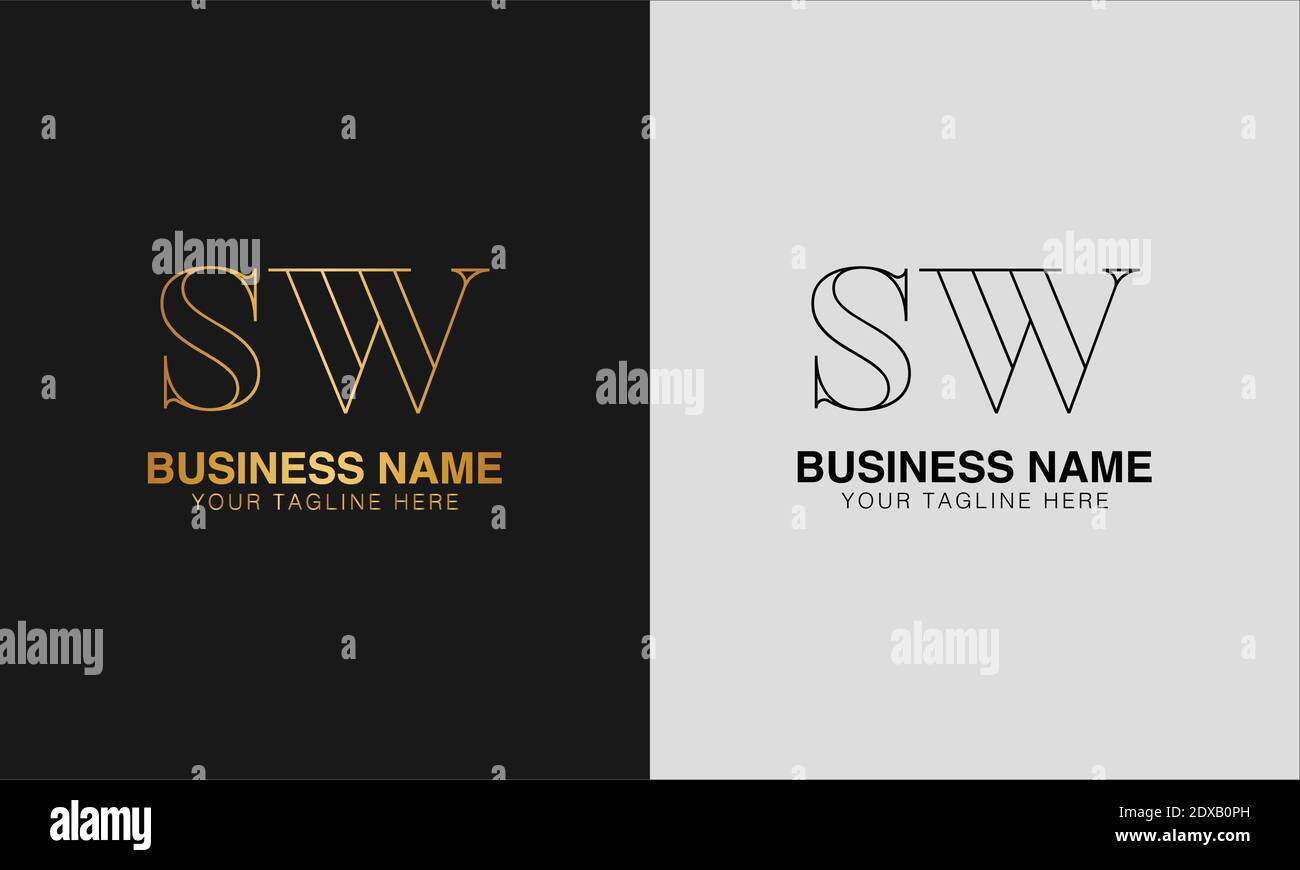SW S W initial based abstract modern minimal creative logo, vector ...