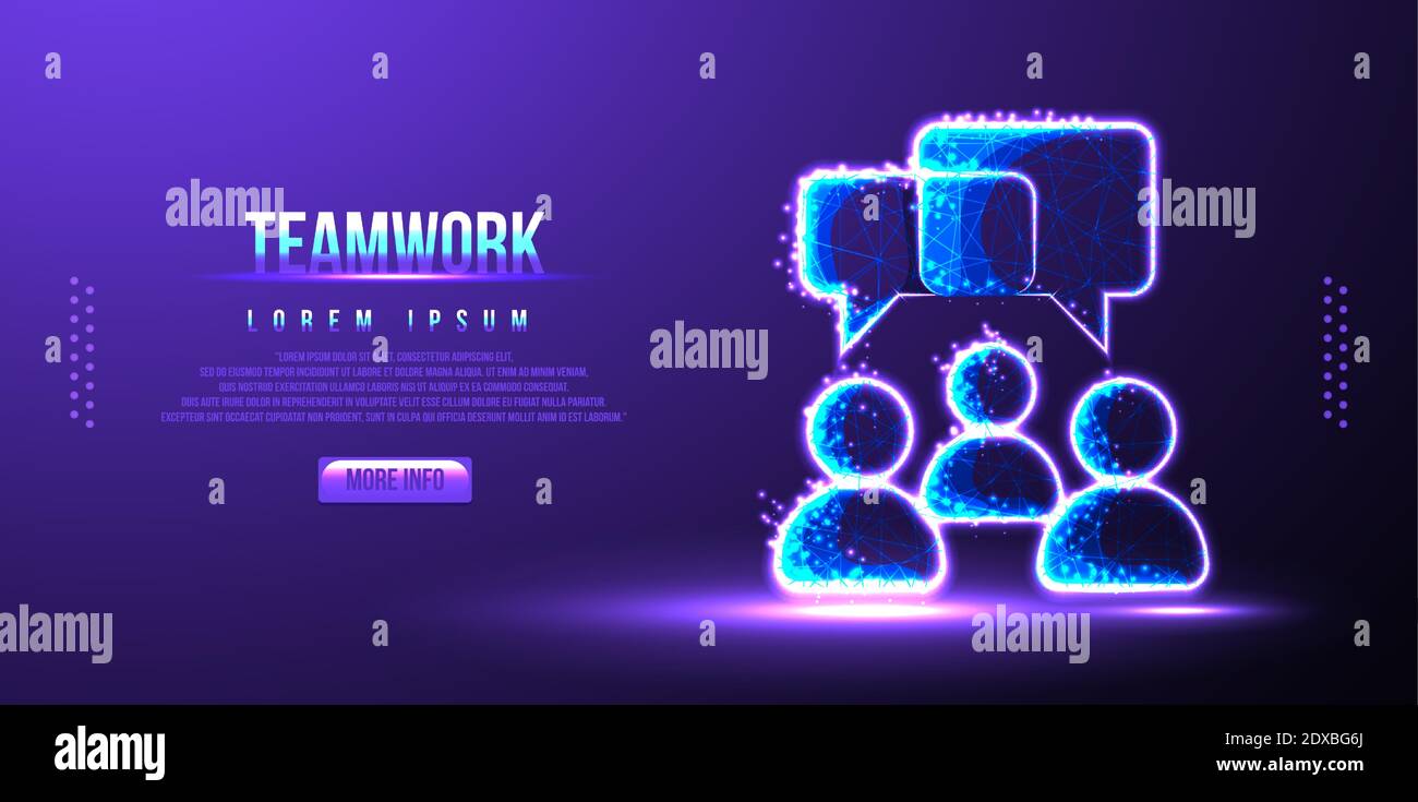 leadership ,teamwork speech low poly wireframe vector illustration ...