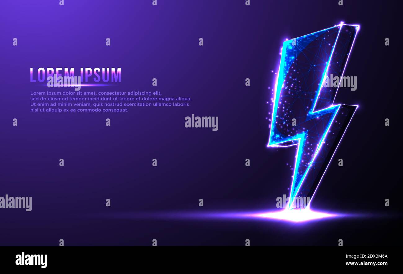 lightning lightstorm, low poly wireframe vector illustration Stock ...