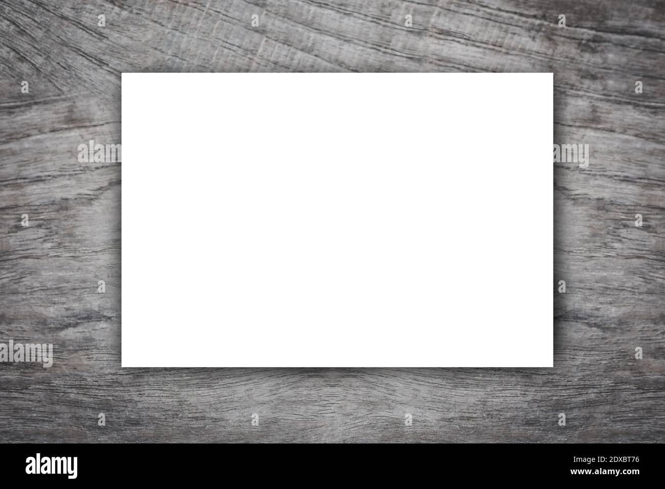 top view Empty Paper on wood table Stock Photo - Alamy