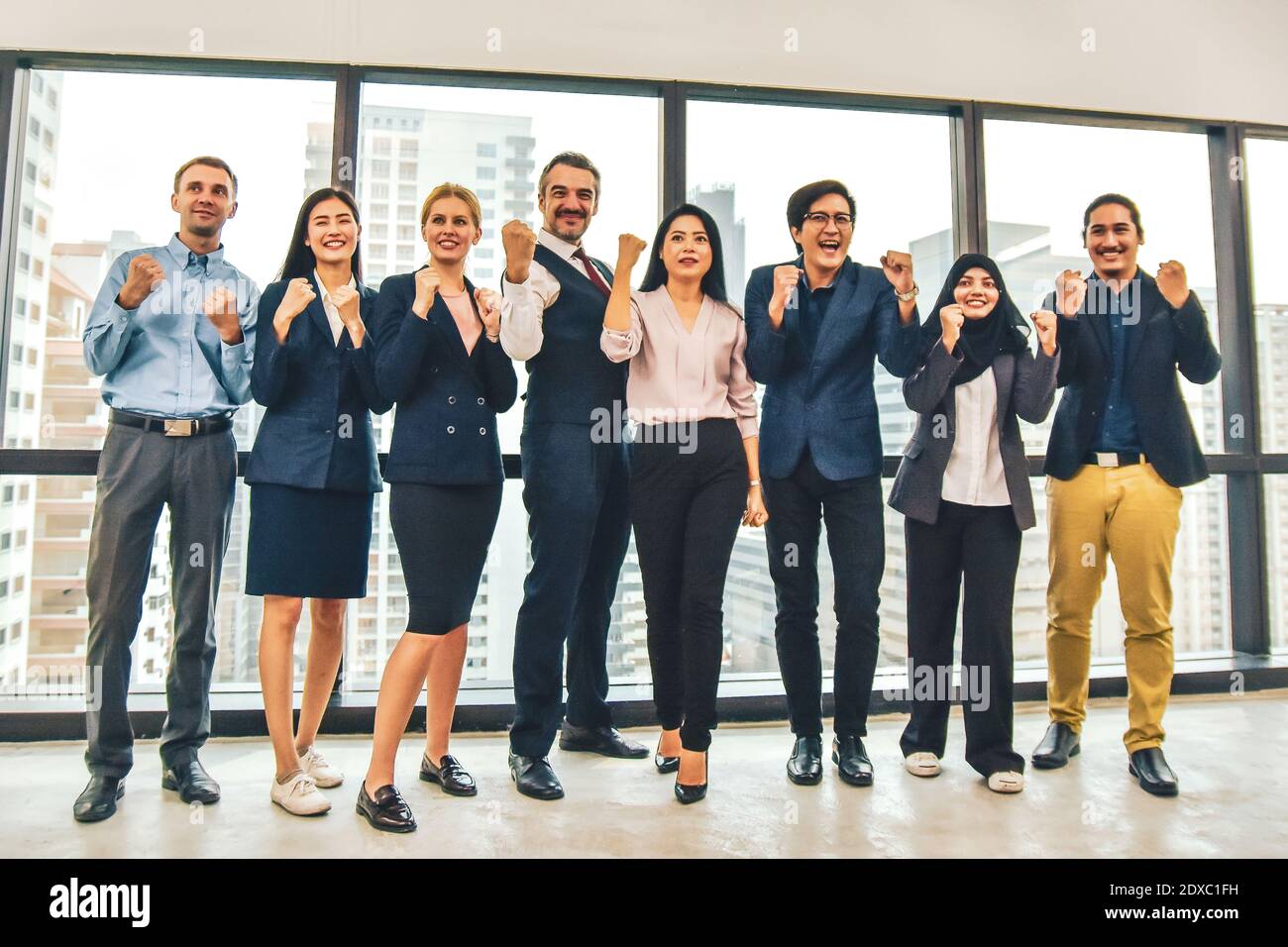 Business people teamwork group are happy finished success business ...