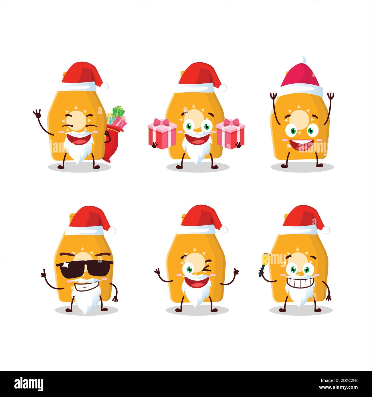 Santa Claus emoticons with lotion sunblock cartoon character. Vector ...