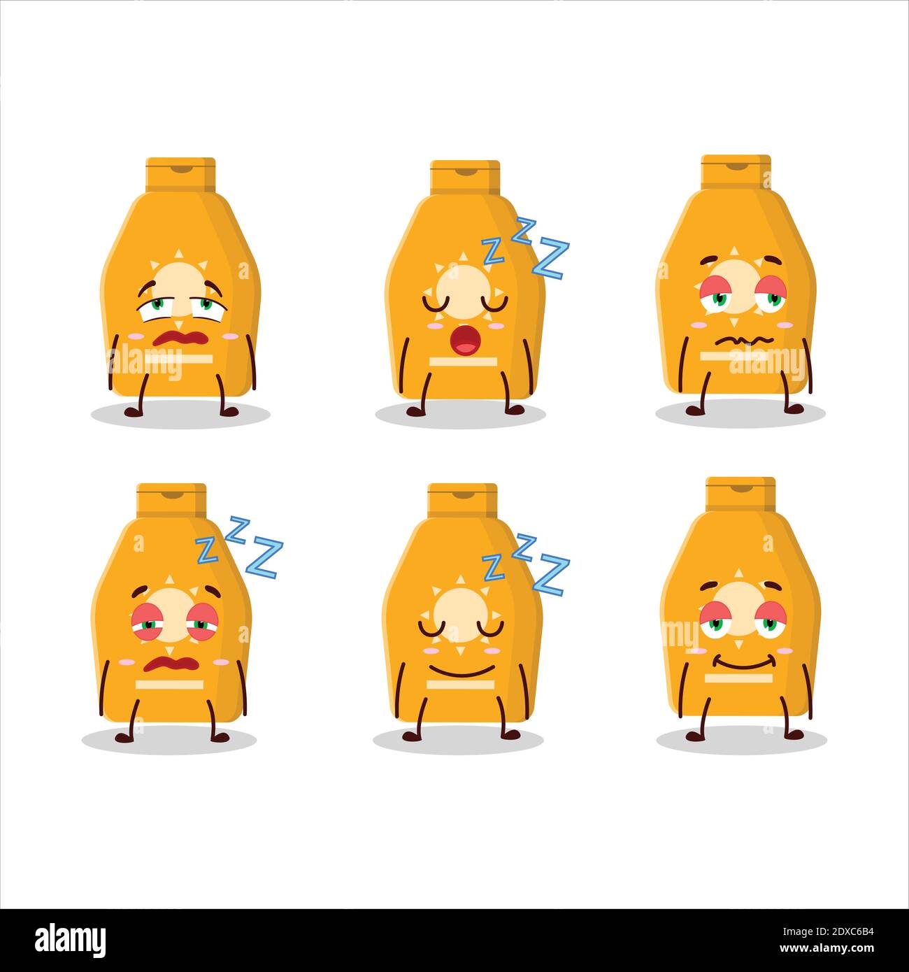 Cartoon character of lotion sunblock with sleepy expression. Vector ...