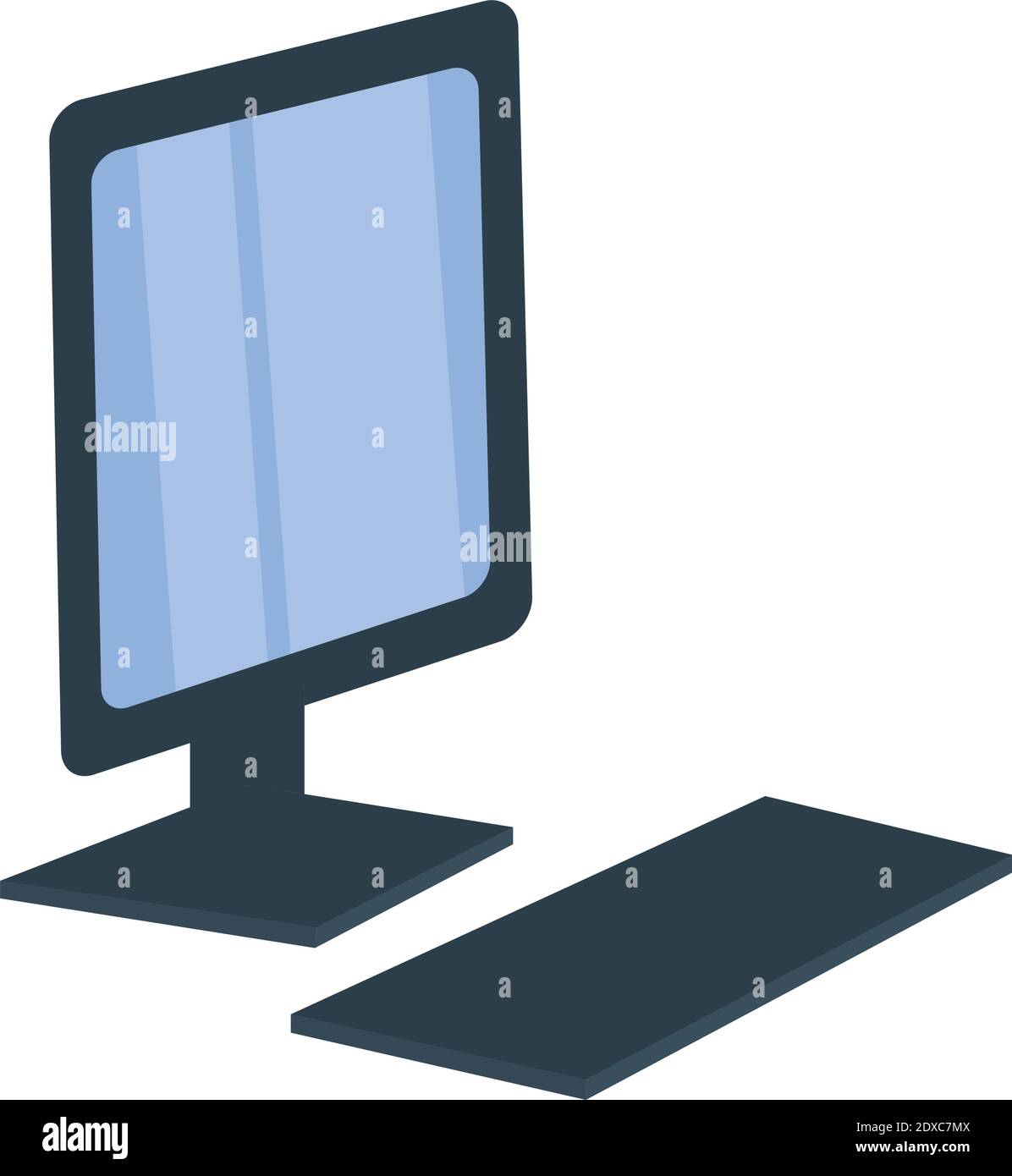 computer with keyboard over white background, colorful design, vector ...