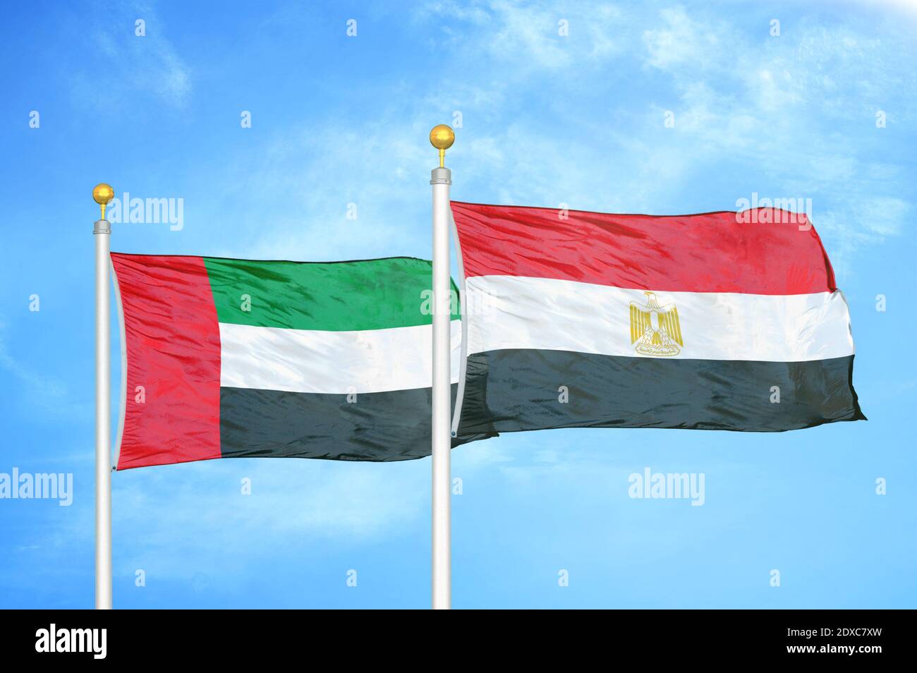 United Arab Emirates and Egypt two flags Stock Photo - Alamy