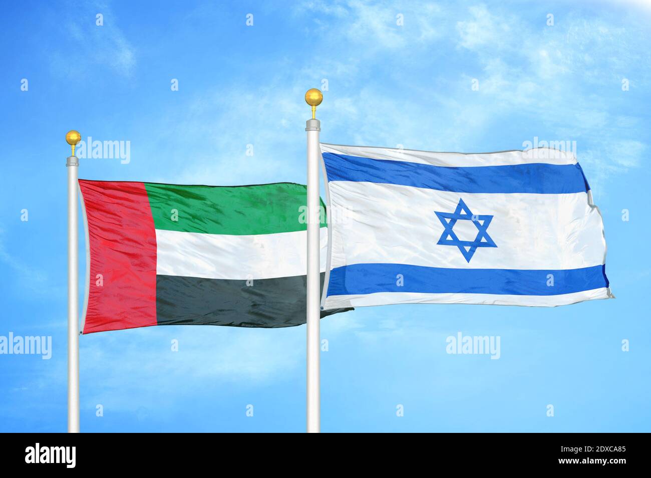 United Arab Emirates and Israel two flags Stock Photo - Alamy