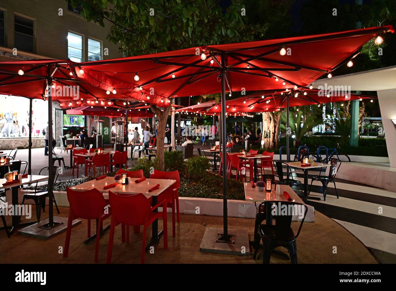 Miami Beach, Florida - December 19, 2020 - Outdoor restaurants on ...