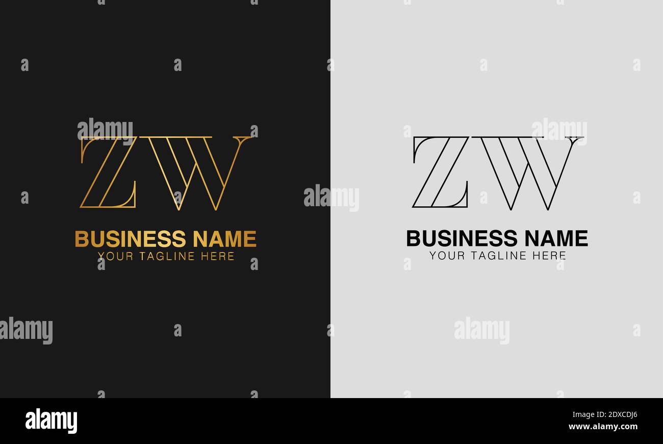 ZW Z W initial based abstract modern minimal creative logo, vector ...
