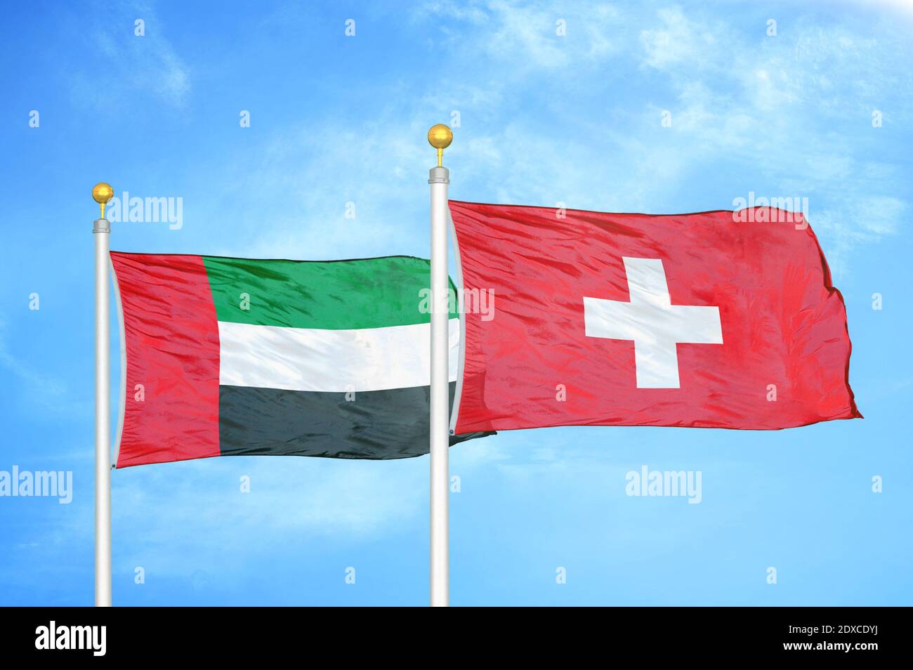 United Arab Emirates and Switzerland two flags Stock Photo - Alamy