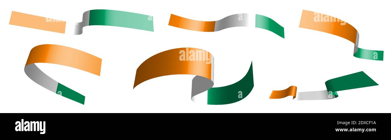 Set Of Holiday Ribbons Cote Divoire Flag Waving In Wind Separation