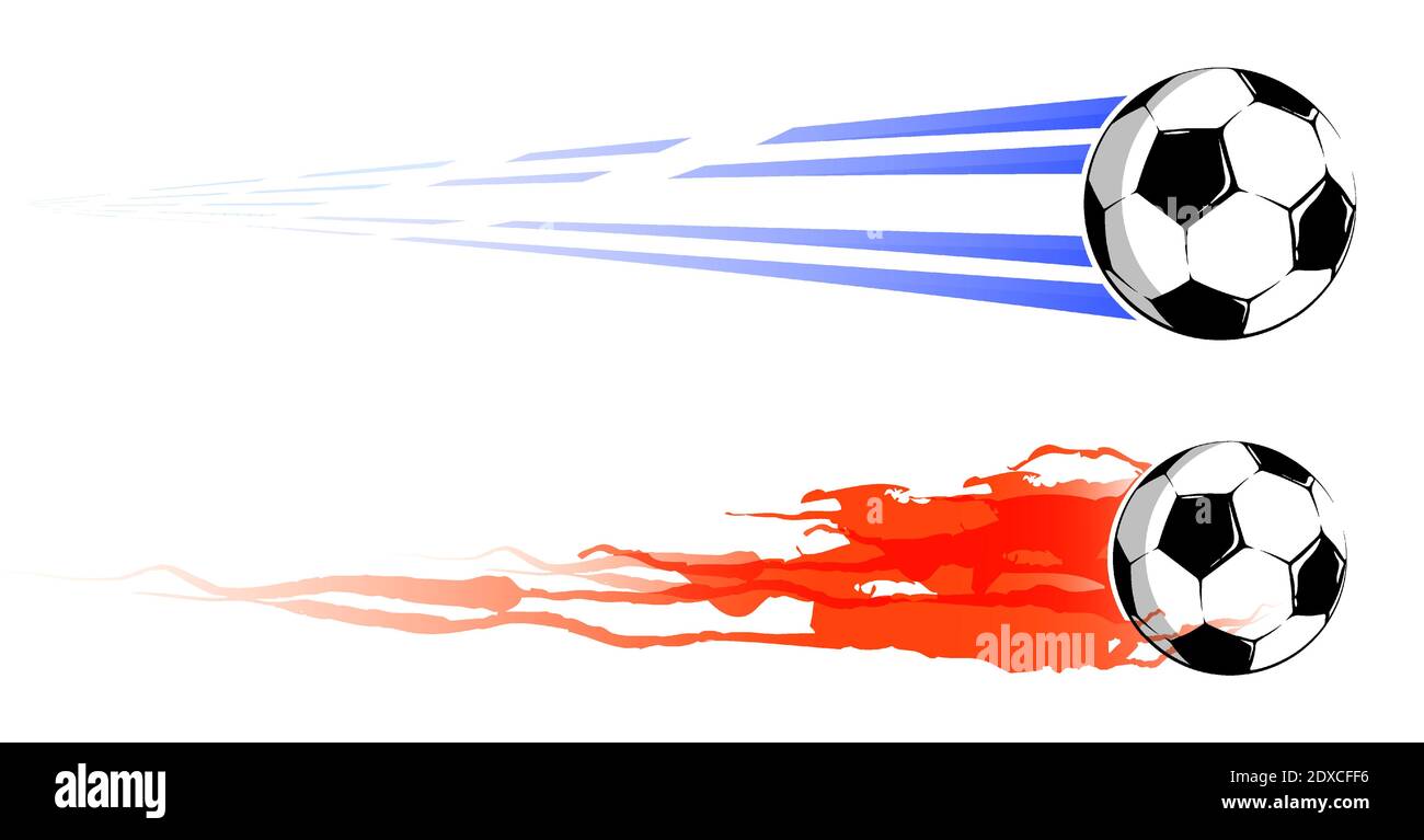 fast soccer ball flies with great speed. Sport equipment. Symbol for ...
