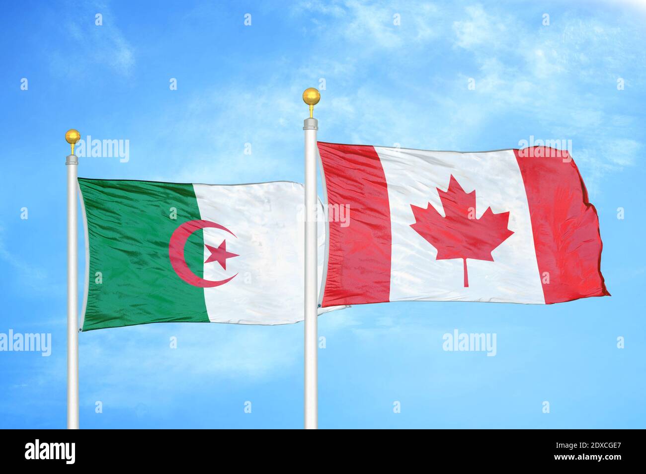 Algeria and Canada two flags on flagpoles and blue sky Stock Photo - Alamy