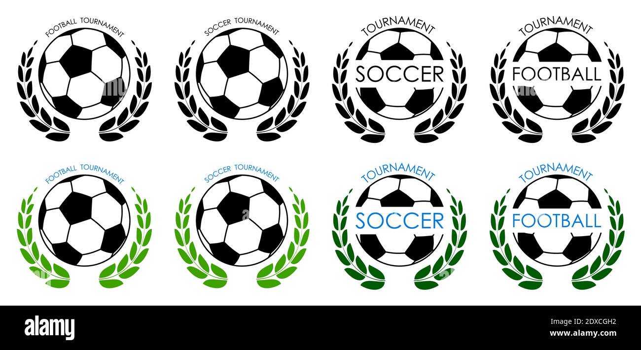 symbols sport ball for soccer on white background with winner laurel ...