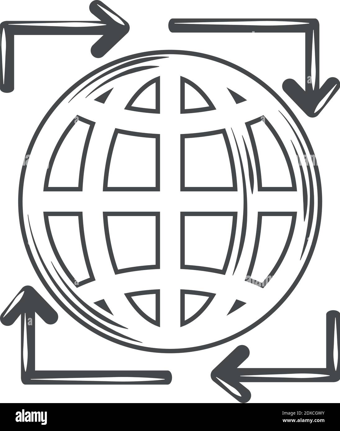 globe map world topography arrows border vector illustration icon Stock ...