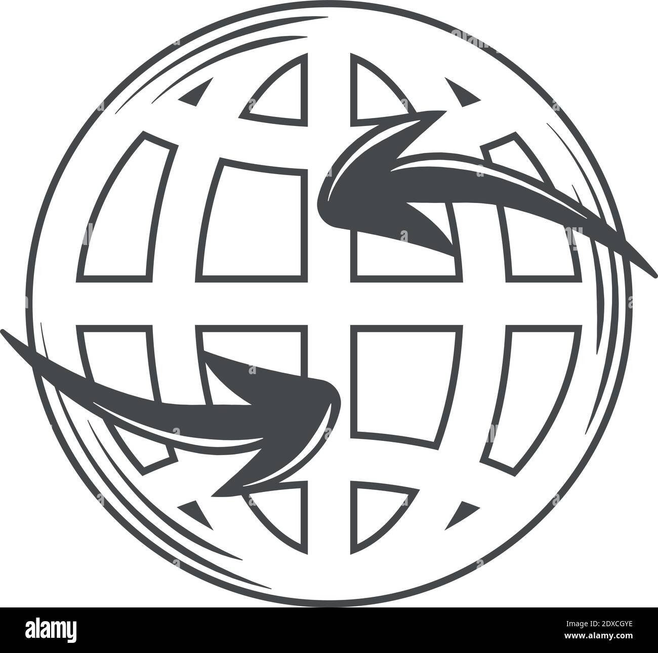 globe map world arrows graphic template vector illustration icon Stock ...