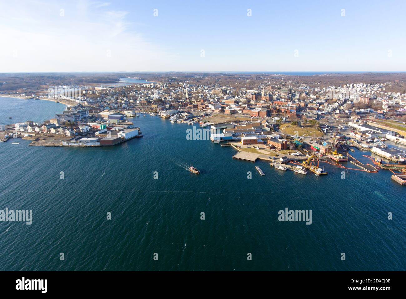 Aerial view of Gloucester City and Gloucester Harbor, Cape Ann, Massachusetts, USA Stock Photo ...