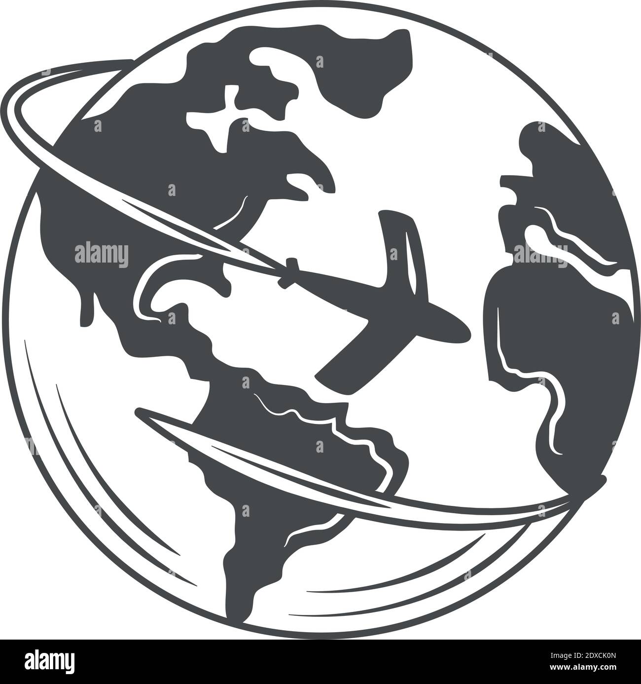 globe map plane flying around world vector illustration icon Stock ...