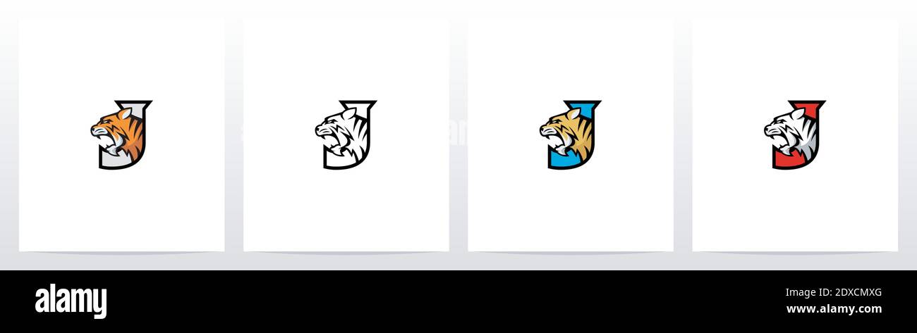 Tiger On Letter Logo Design J Stock Vector Image & Art - Alamy