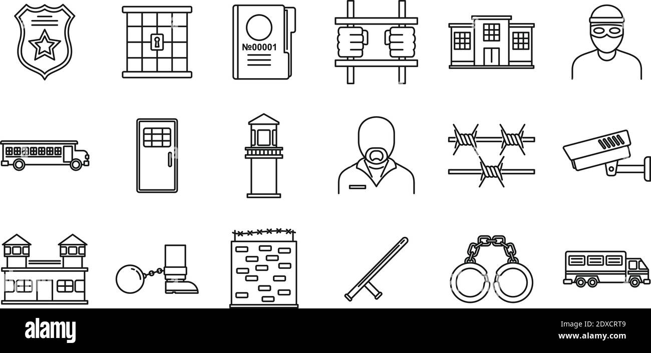 Prison human icons set, outline style Stock Vector Image & Art - Alamy