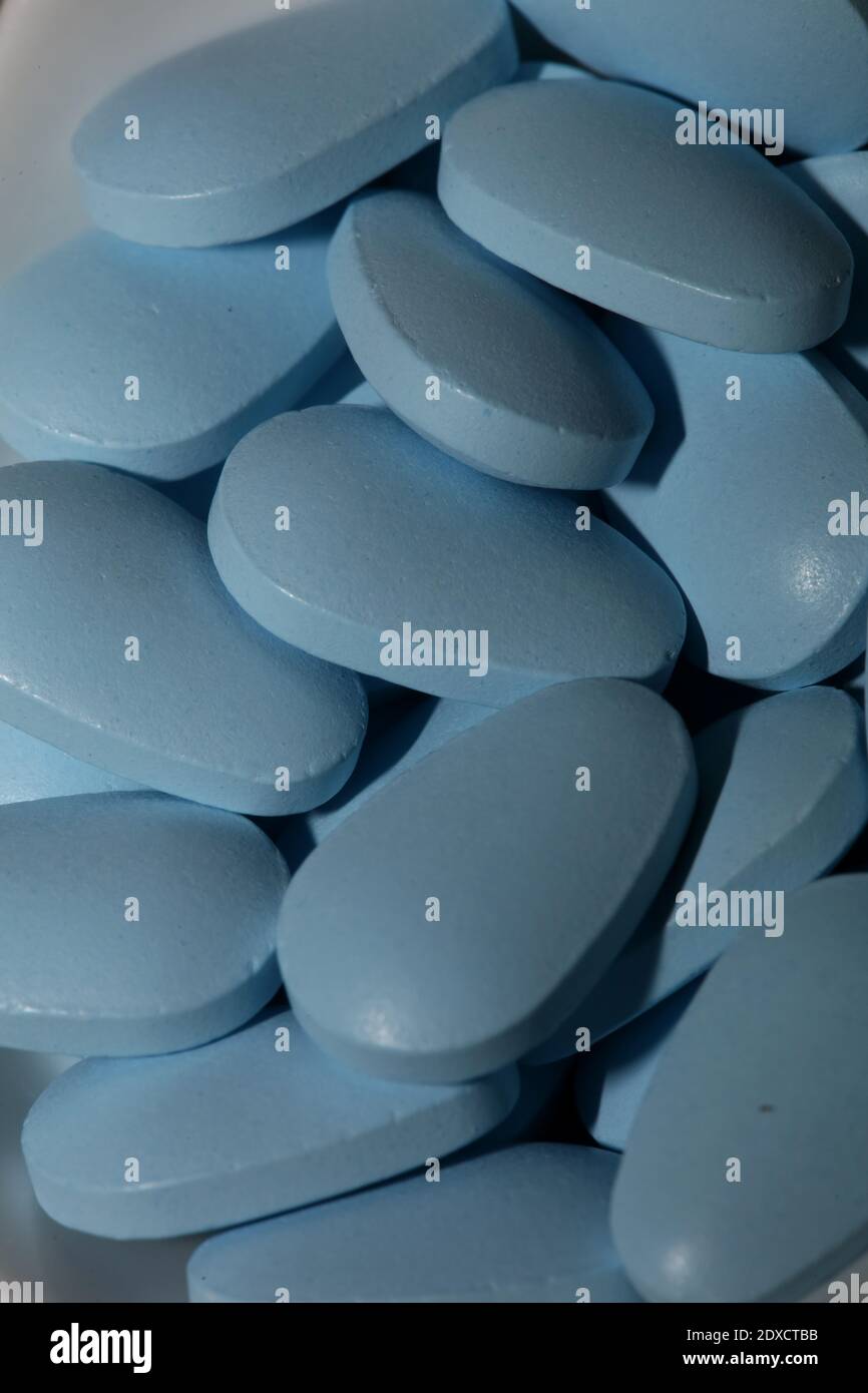 Blue medical pills close up modern background high quality print Stock ...