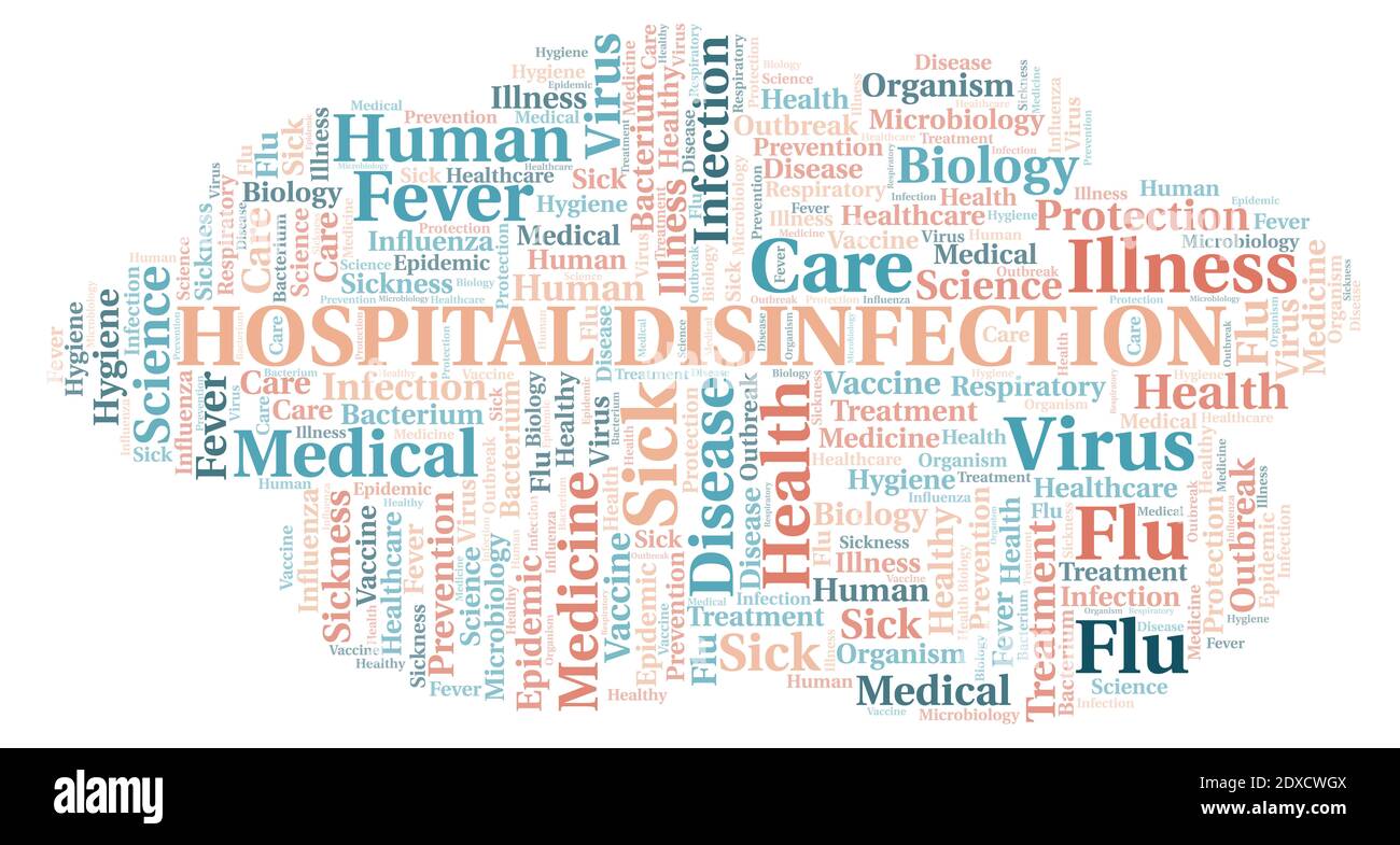 Hospital Disinfection typography word cloud create with text only Stock ...