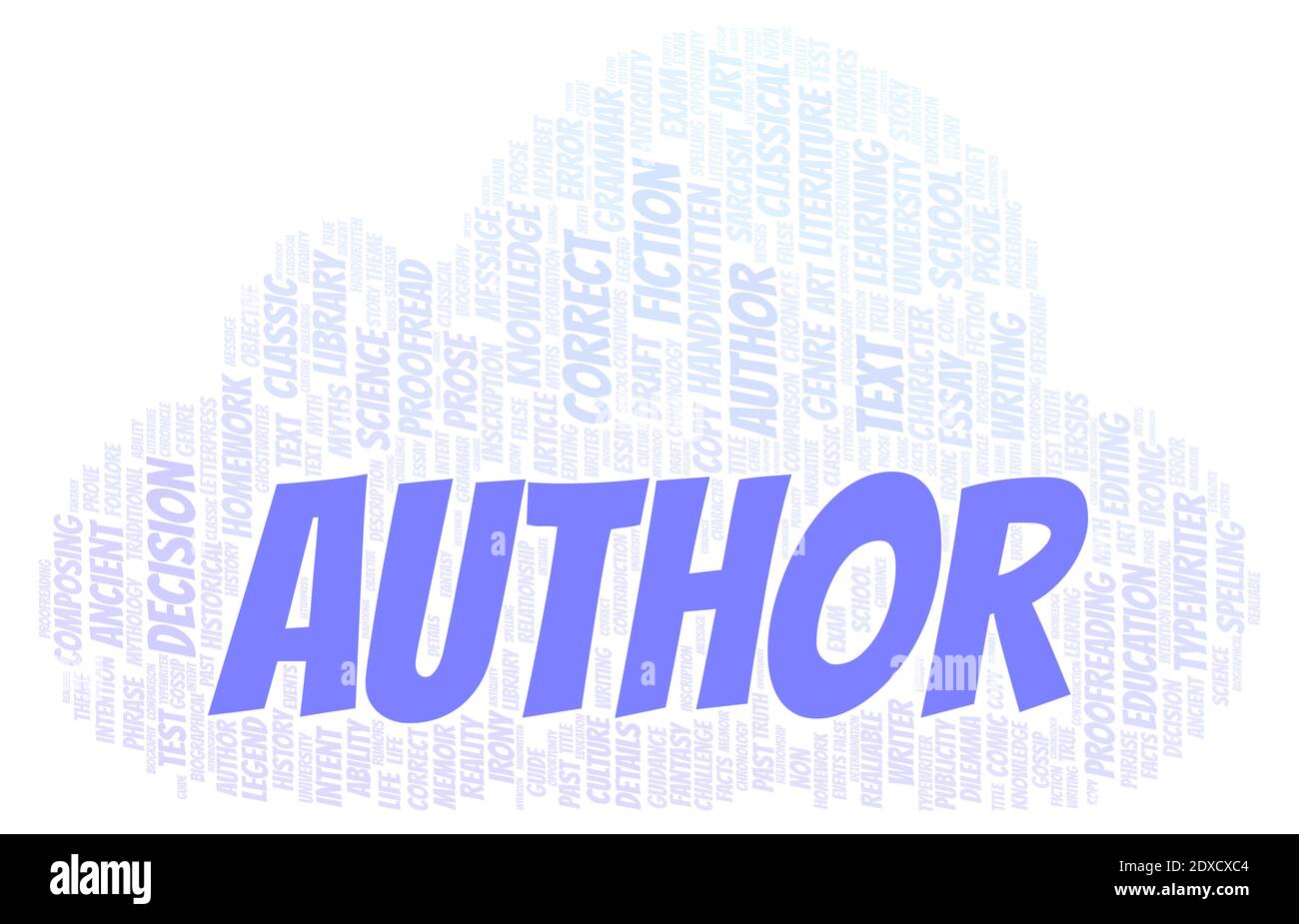 Author typography word cloud create with text only Stock Photo - Alamy