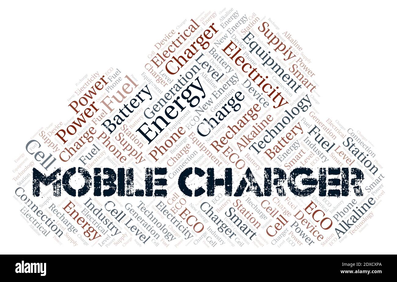 Mobile Charger typography word cloud create with text only Stock Photo ...
