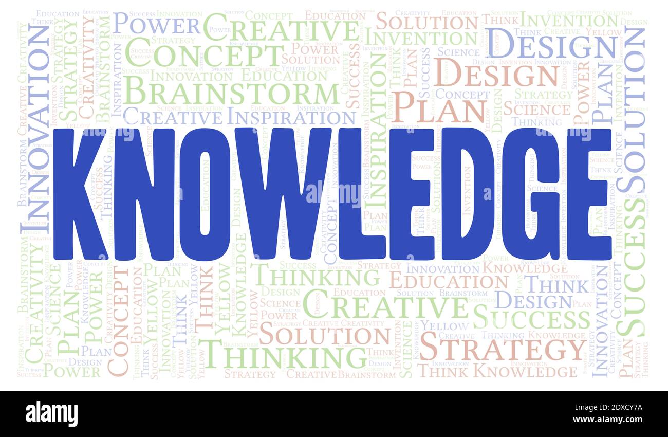 Knowledge typography word cloud create with text only Stock Photo - Alamy